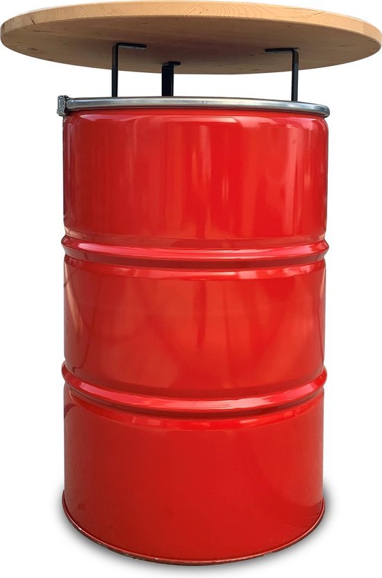 Olievat statafel met houten blad – Partyfurniture